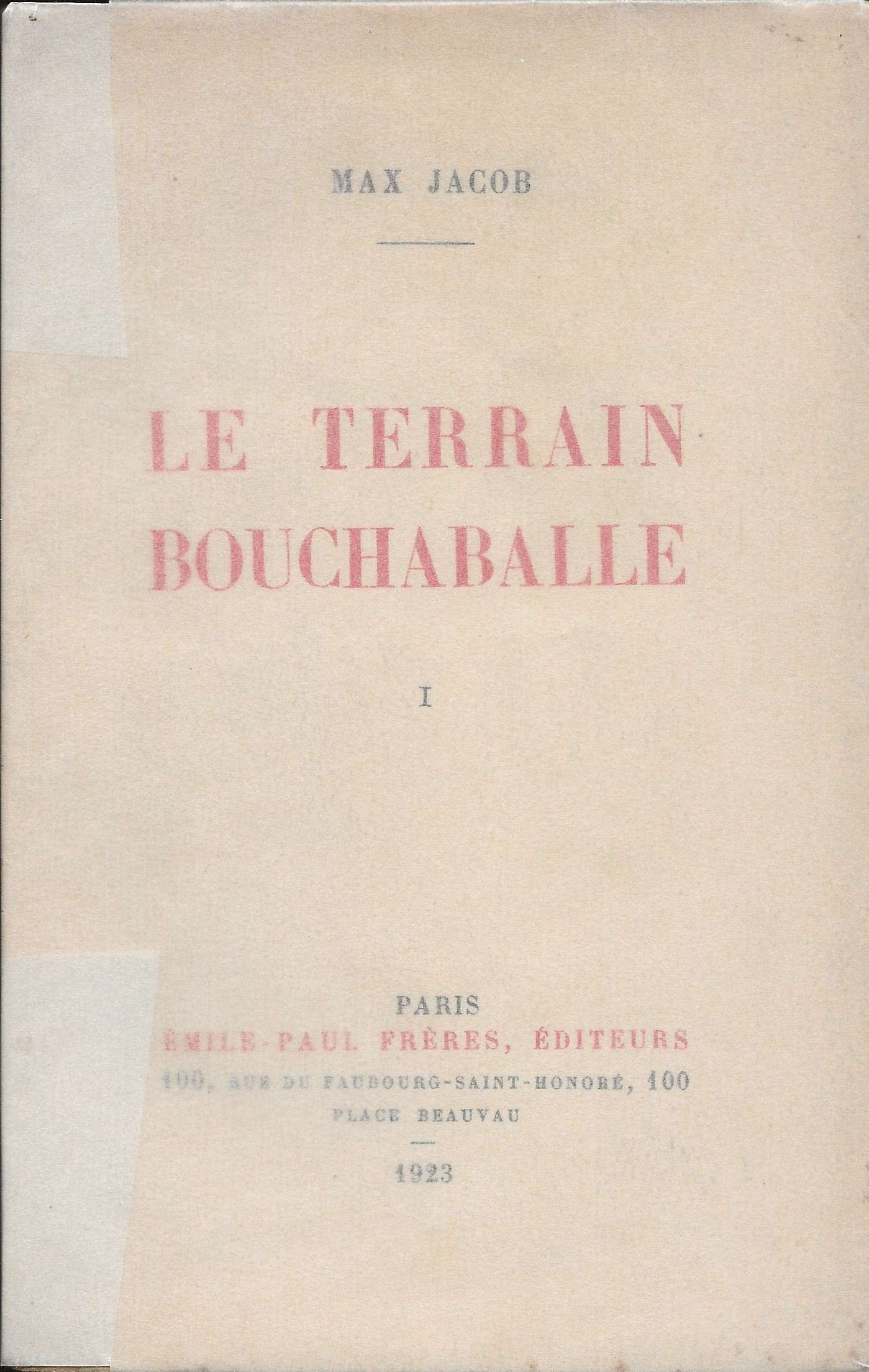 Le terrain Bouchaballe. von JACOB (Max).: (1923) Signatur des ...