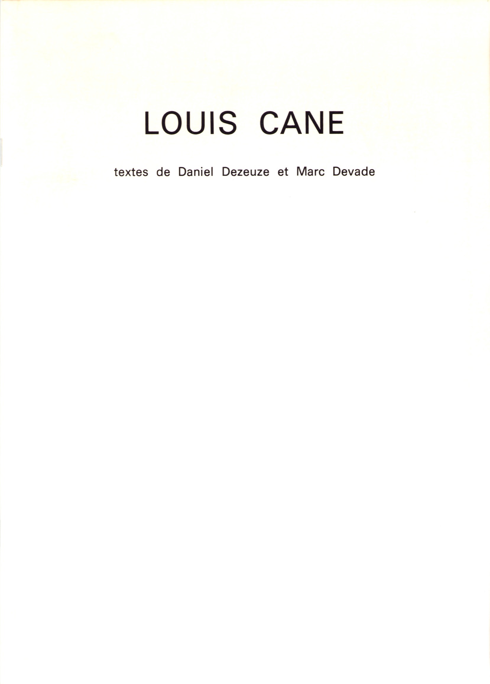 Louis Cane von Dezeuze, Devade: Très bon Couverture souple (1971 ...