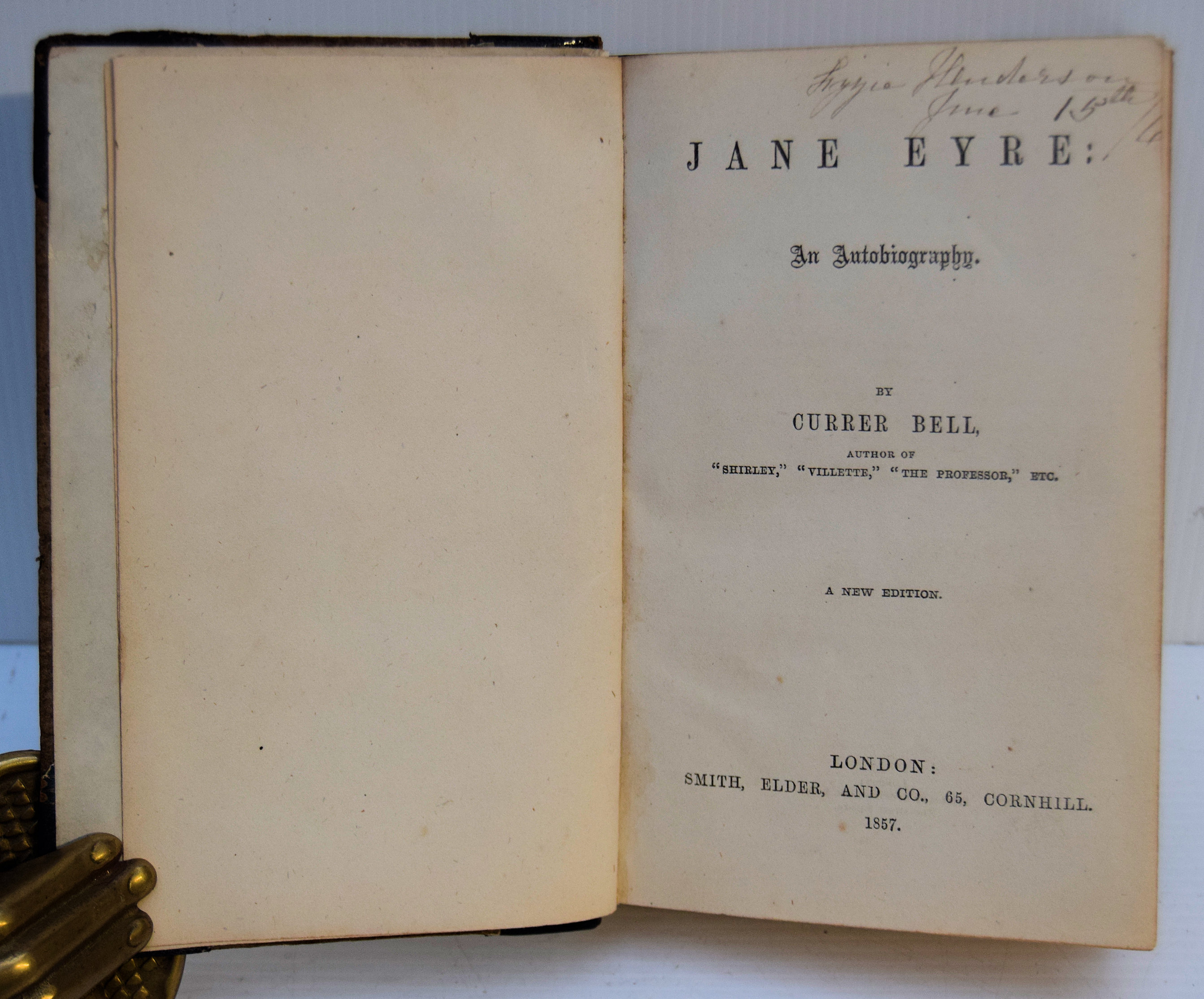 JANE EYRE: An Autobiography. By Currer Bell, Author of 'Shirley ...