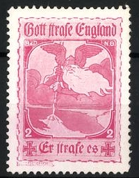 Reklamemarke Gott strafe England, Gott lässt Blitze auf England ...