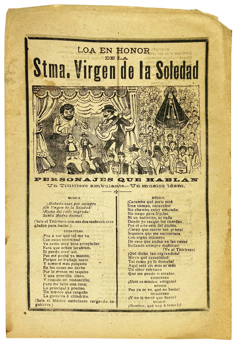 Loa en Honor de la Stma. Virgen de la Soledad. Personajes que hablan ...