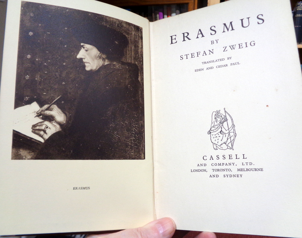 Erasmus. by Zweig, Stefan (translated by Eden & Cedar Paul): Good ...