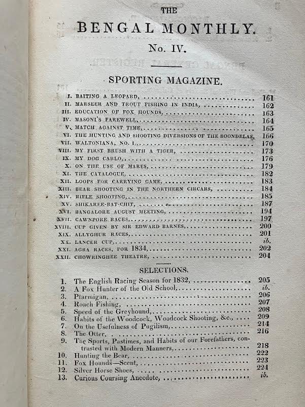 The Bengal Monthly Sporting Magazine & General Register : No. IV For ...
