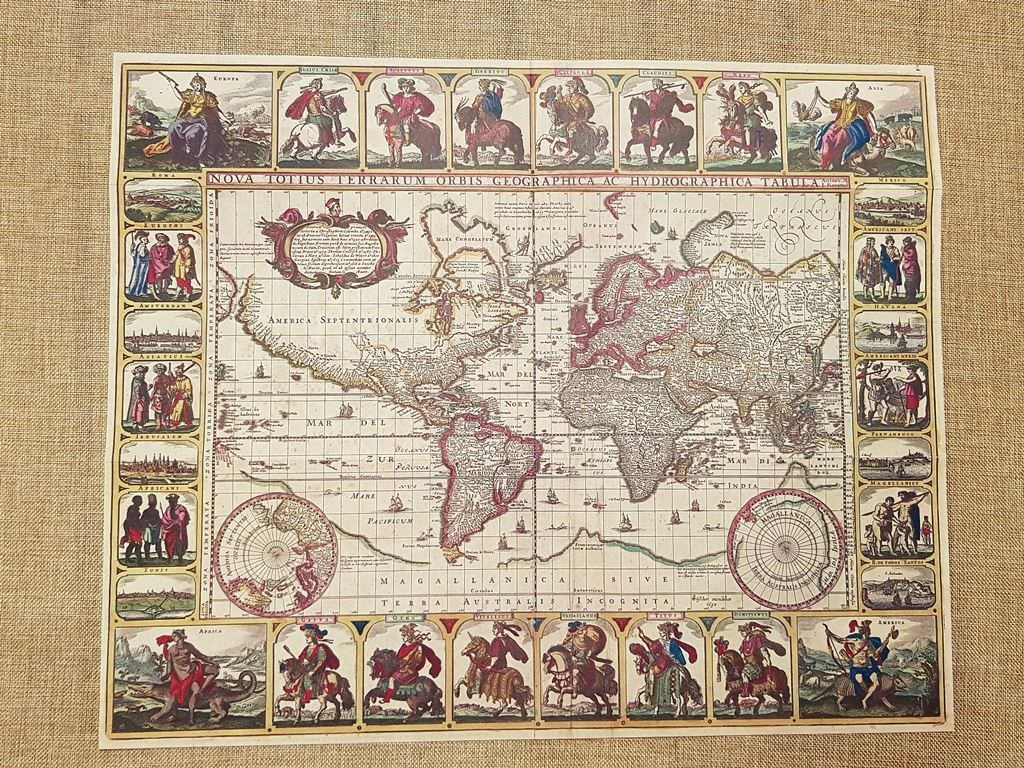 Carta geografica Mappa Mondo o Planisfero Claes Janszoon Visscher 1970 ...