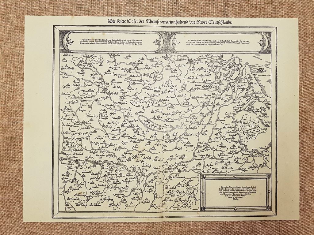 Carta geografica o mappa Fiume Reno (2) Cosmographia Seb. Munster 1628 ...
