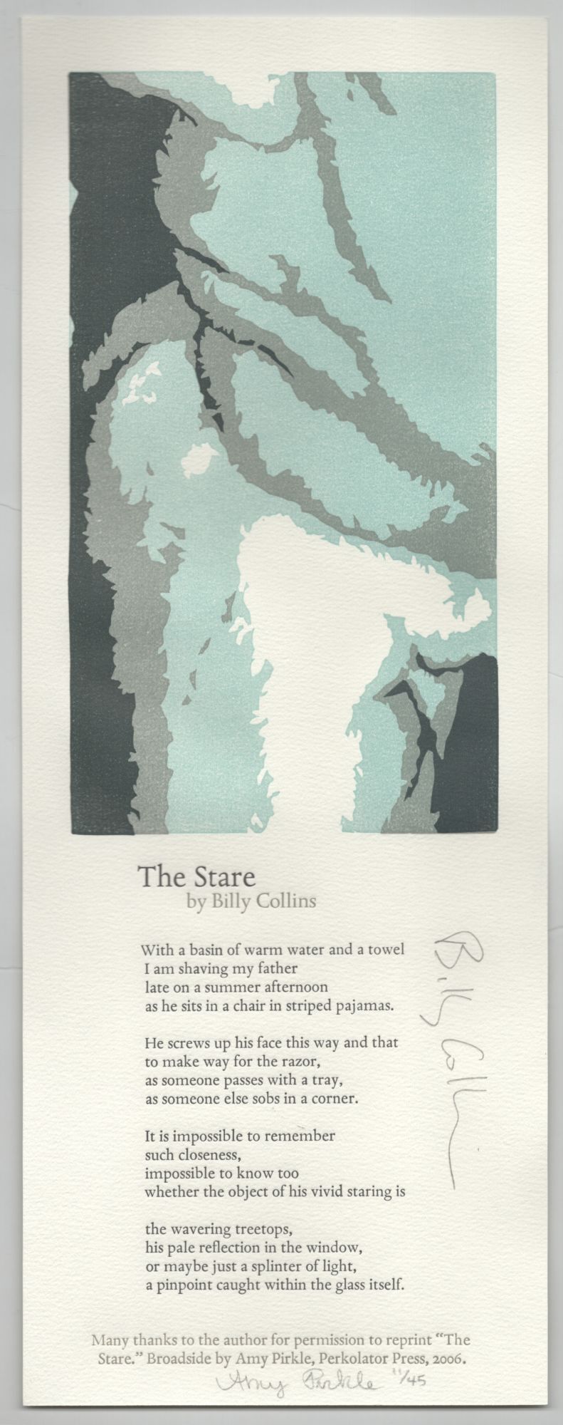 The Stare (Signed Broadside) by COLLINS, Billy: (2006) Signed by Author ...