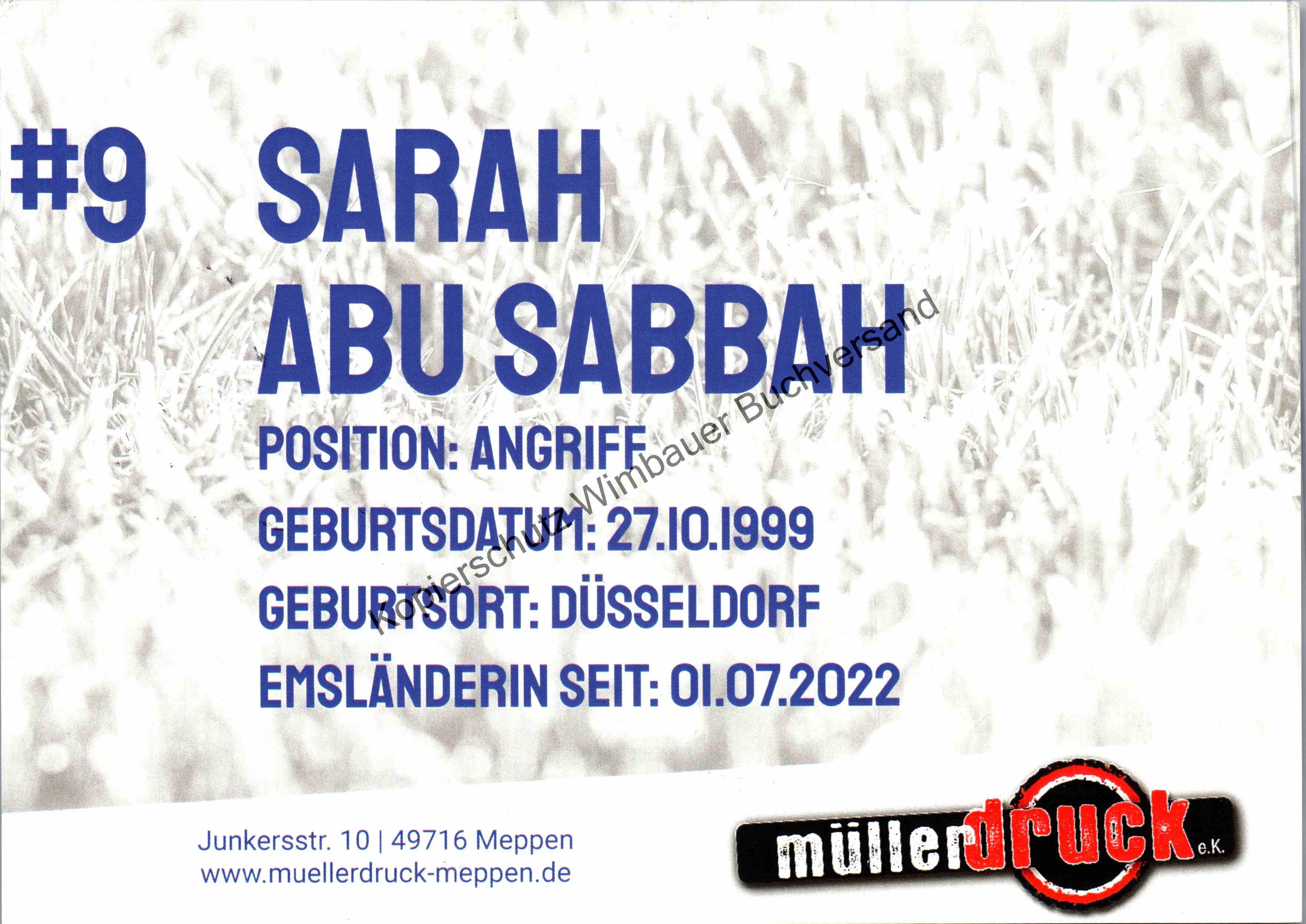 Original Autogramm Sarah Abu Sabbah SV Meppen /// Autograph signiert signed signee von Abu ...