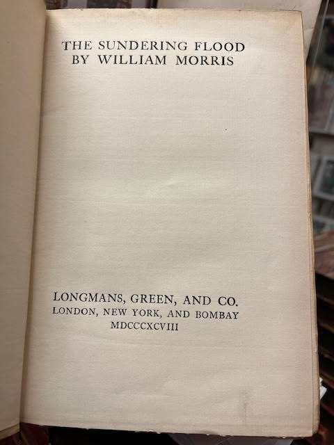 The Sundering Flood by Morris, William: Very Good Cloth (1898) First ...