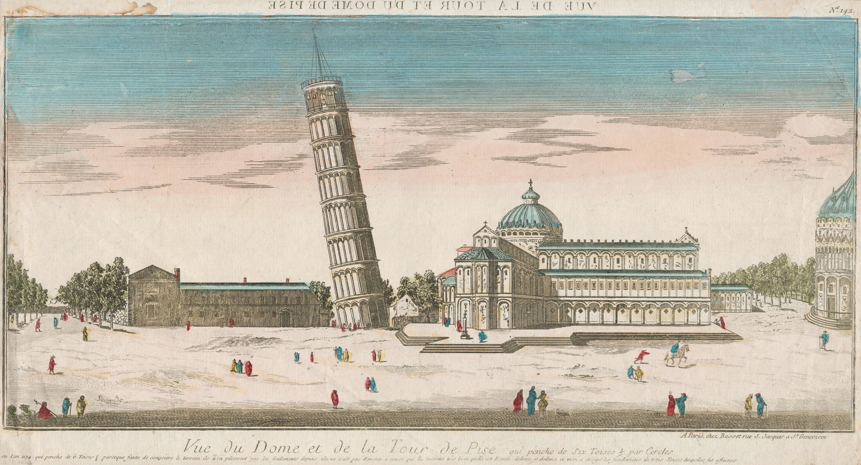 "Vue du Dome et de la Tour de Pise, qui penche de Six Toises." - Pisa ...