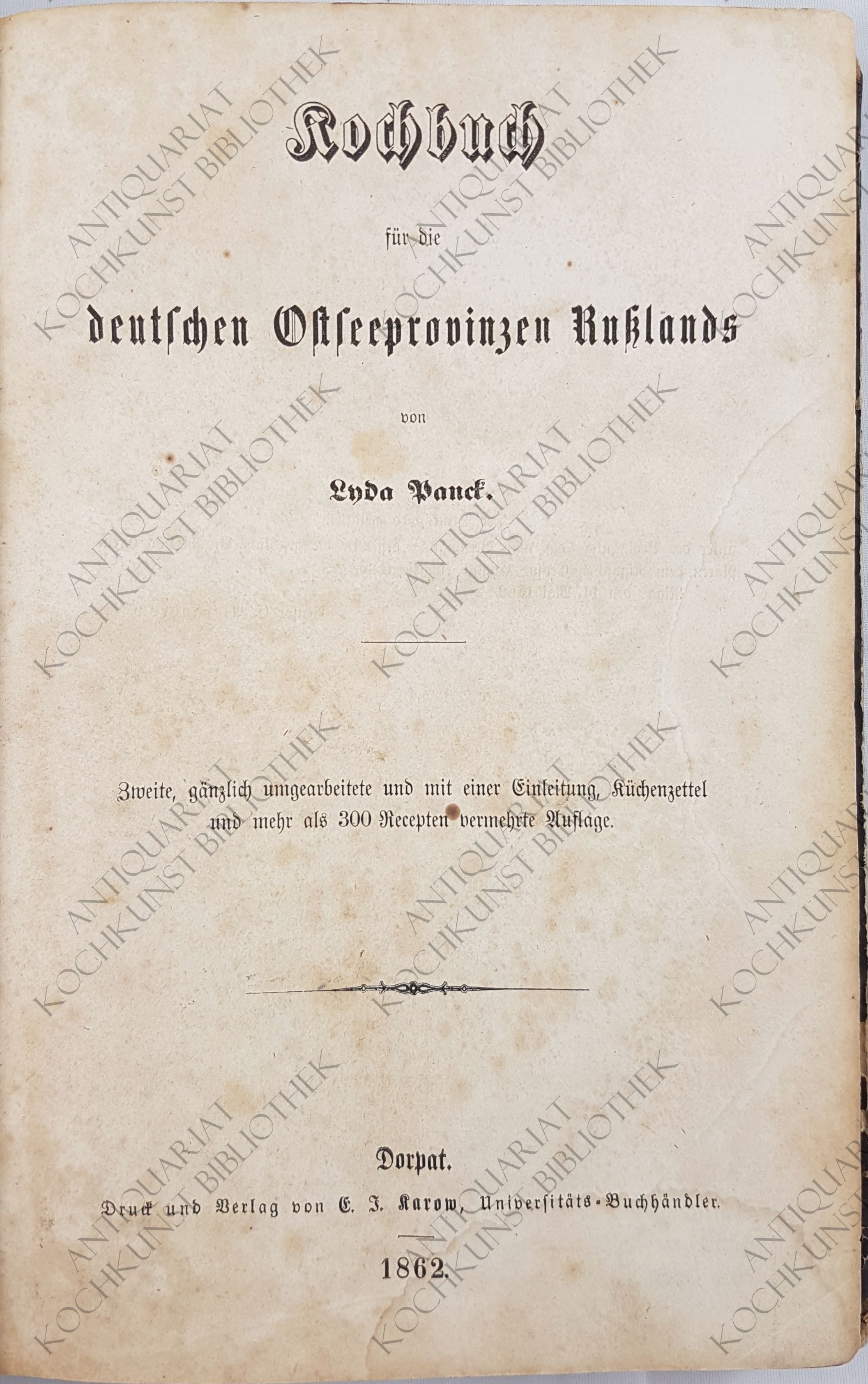Kochbuch für die deutschen Ostseeprovinzen. von PANCK, Lyda: (1862 ...