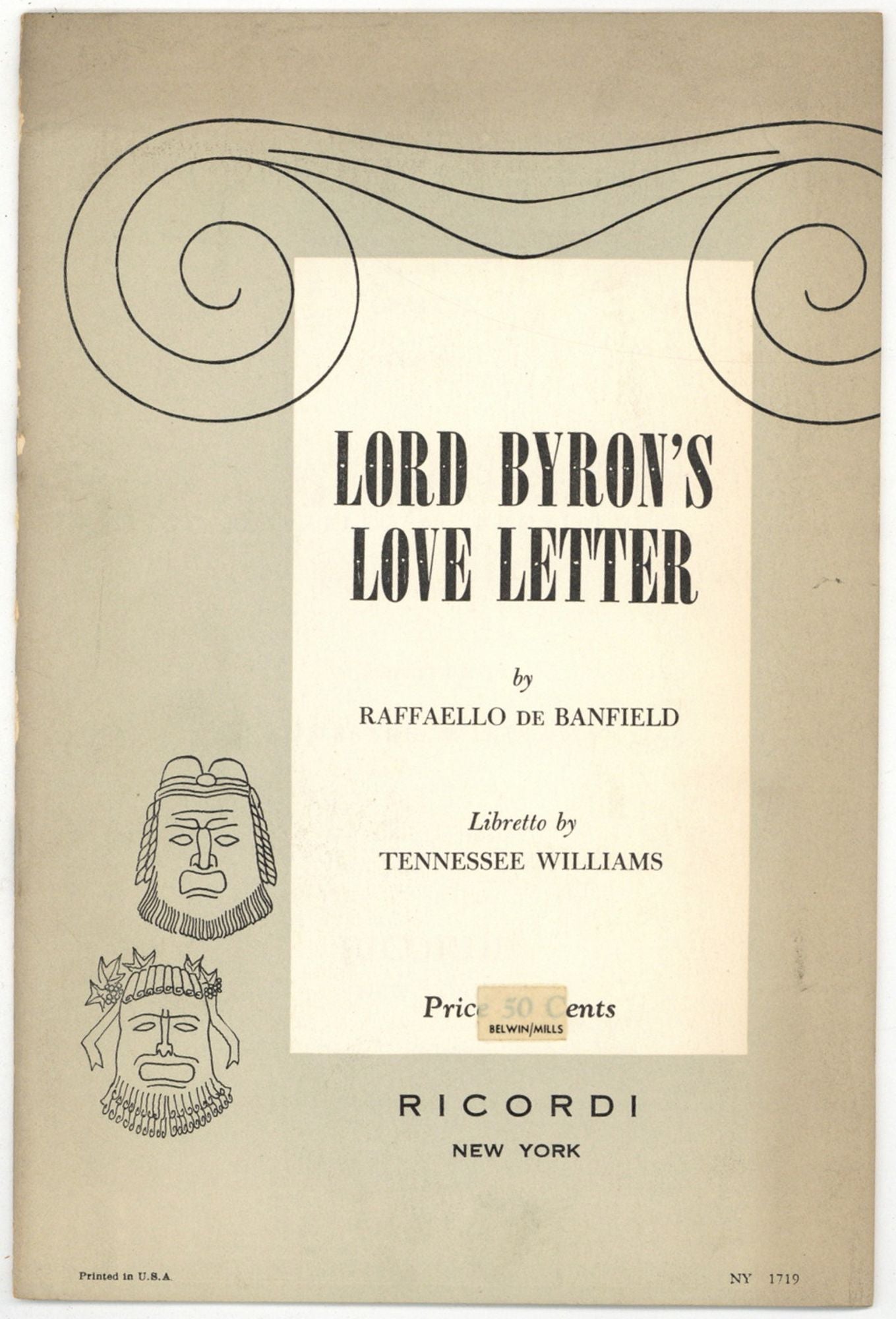 Lord Byron's Love Letter: Opera in One Act by BANFIELD, Raffaello de ...