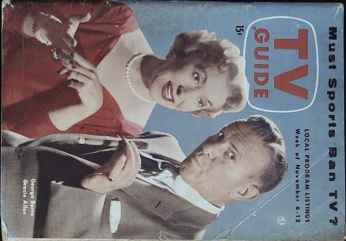 TV Guide November 6, 1954 George Burns and Gracie Allen, Marilyn Monroe ...