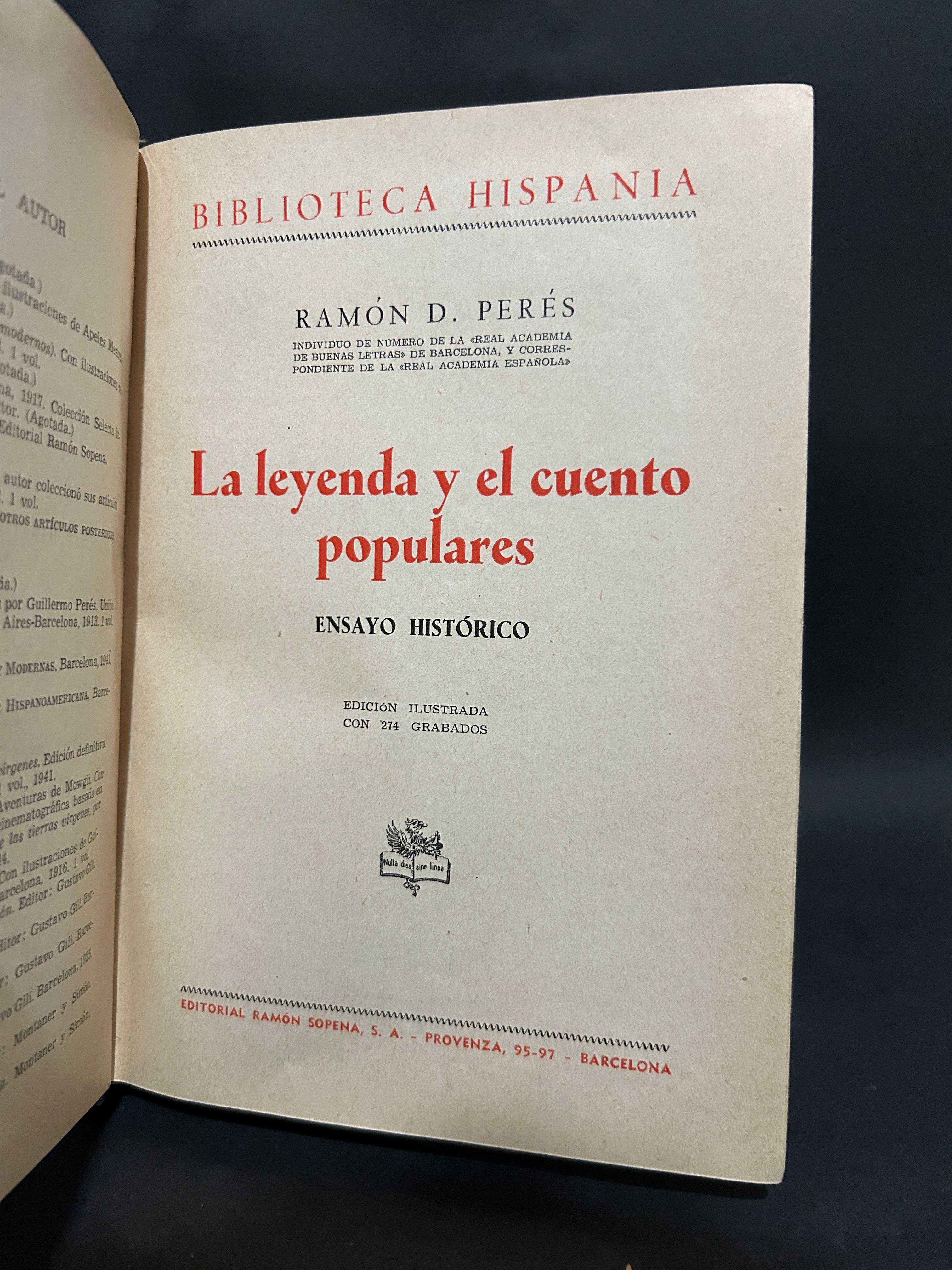 LA LEYENDA Y EL CUENTO POPULARES - PRIMERA EDICIÓN by RAMÓN D. PERÉS ...