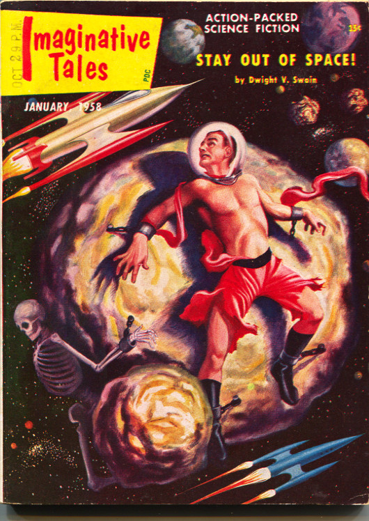 Imaginative Tales 1/1958-Skull-skeleton cover by Lloyd Rognan-Pulp ...