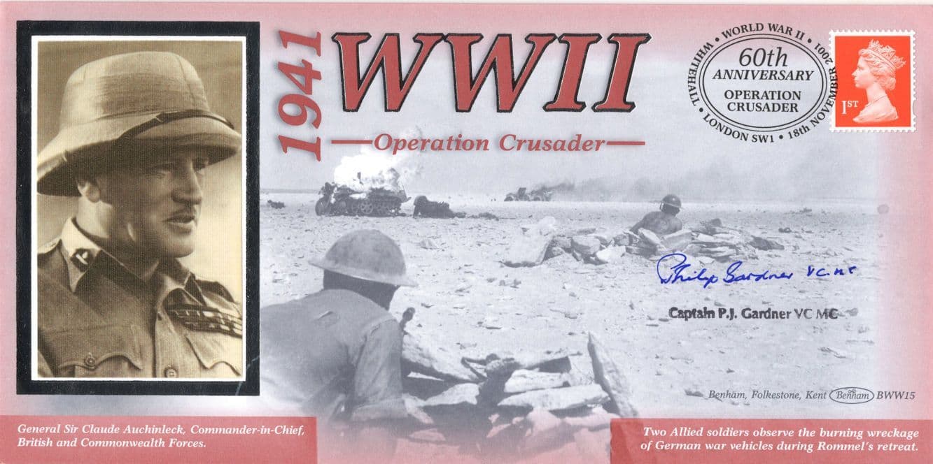 Operation Crusader Captain Gardner WW2 Benham Hand Signed FDC: Signed ...