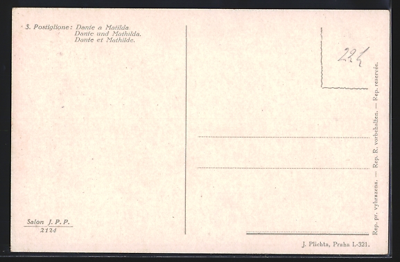 Künstler-Ansichtskarte Dante und Mathilda im Wald: Manuskript ...