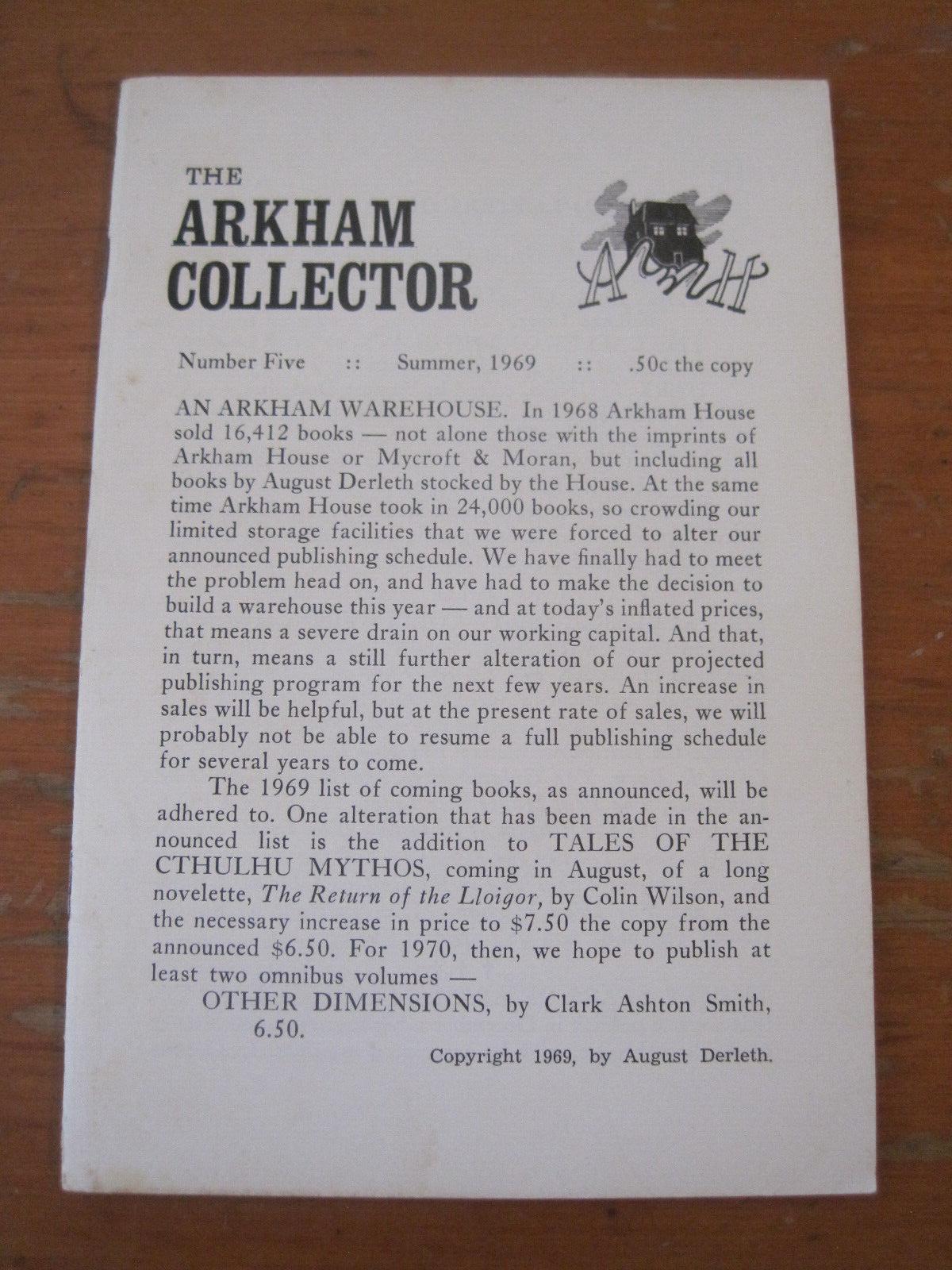The Arkham Collector. Number 5, Summer 1969 by Derleth, August (ed ...