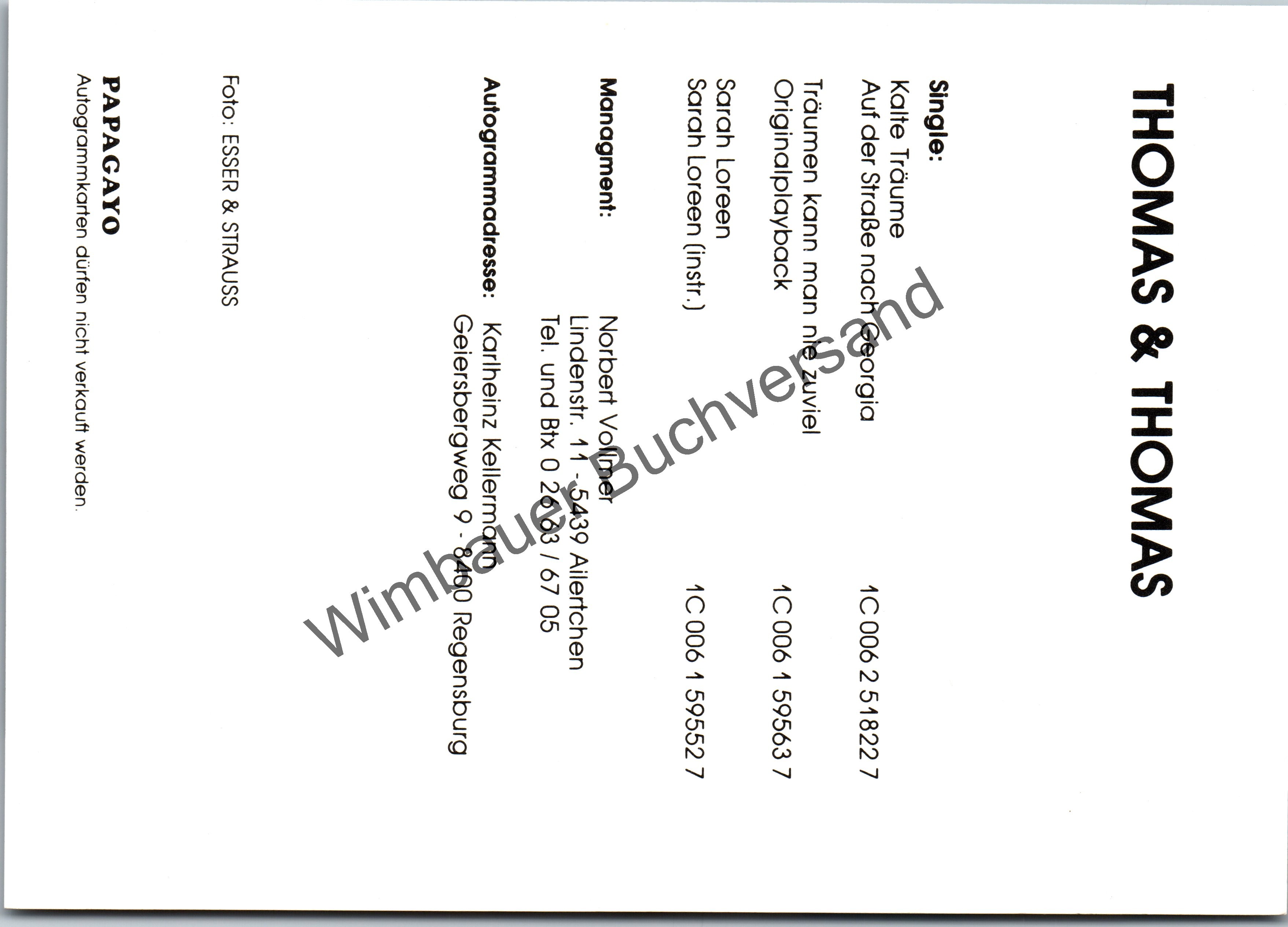 Original Autogramm Thomas & Thomas /// Autograph signiert signed signee ...