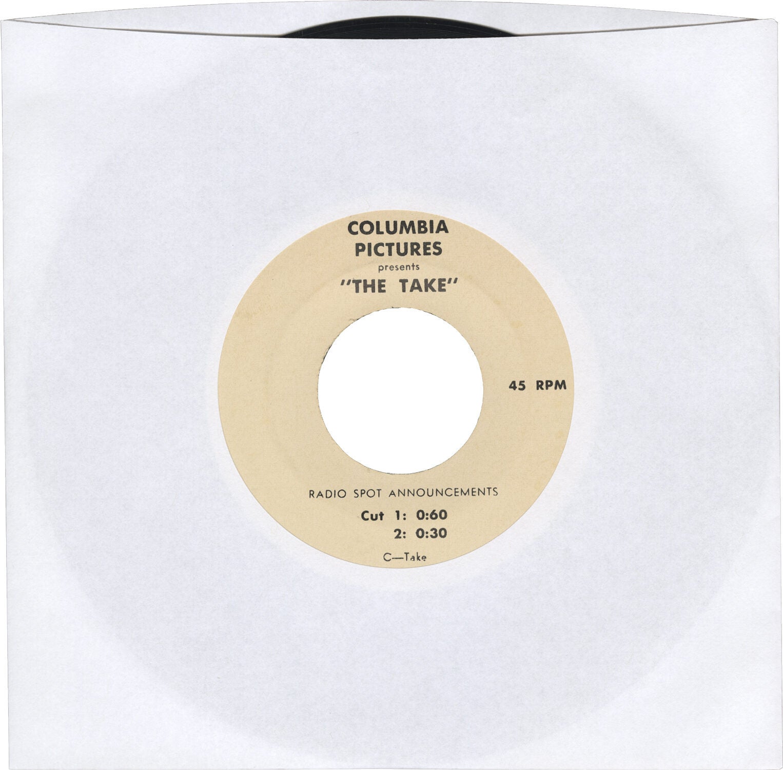 The Take (Original vinyl record of radio spot announcements for the ...