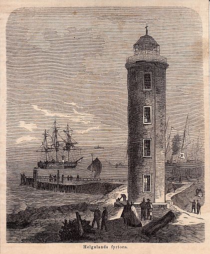 Leuchtturm (Helgolands fyrtorn). Holzstich aus einer schwedischen ...