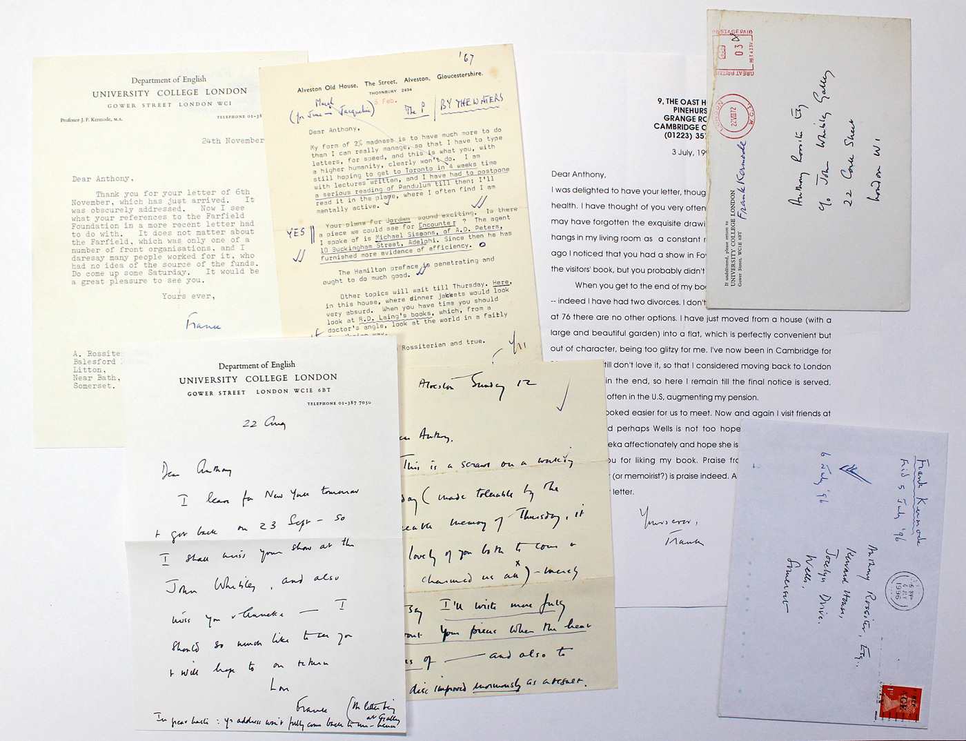 Five Original Handwritten/Typed Signed Letters/Envelope from Literary ...
