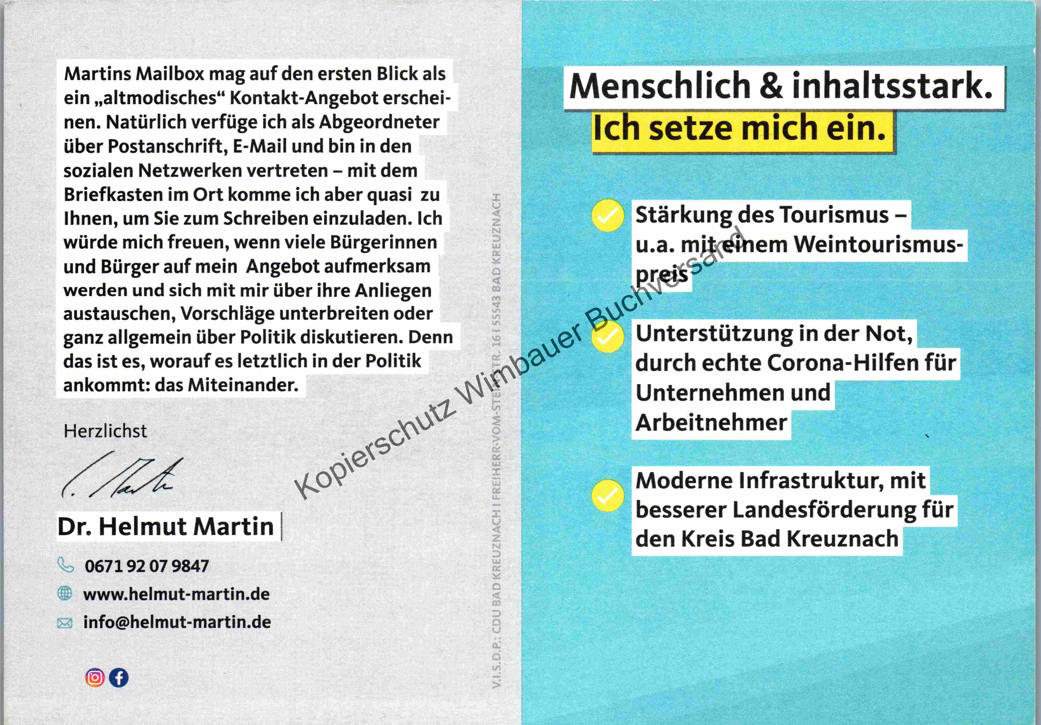 Original Autogramm Helmut Martin MdL CDU /// Autogramm Autograph ...