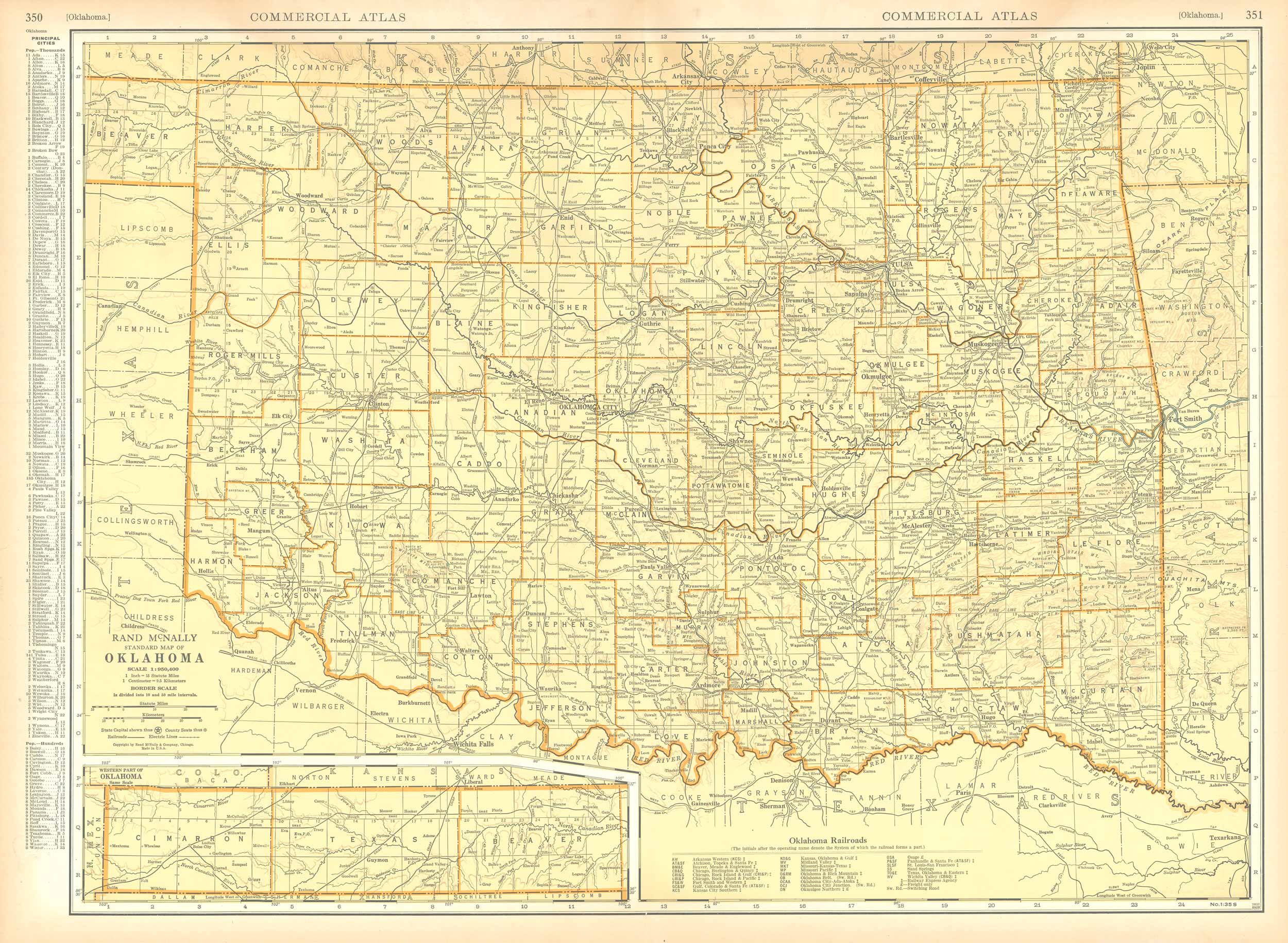 Rand McNally Standard Map of Oklahoma de Rand McNally & Co.: (1932 ...