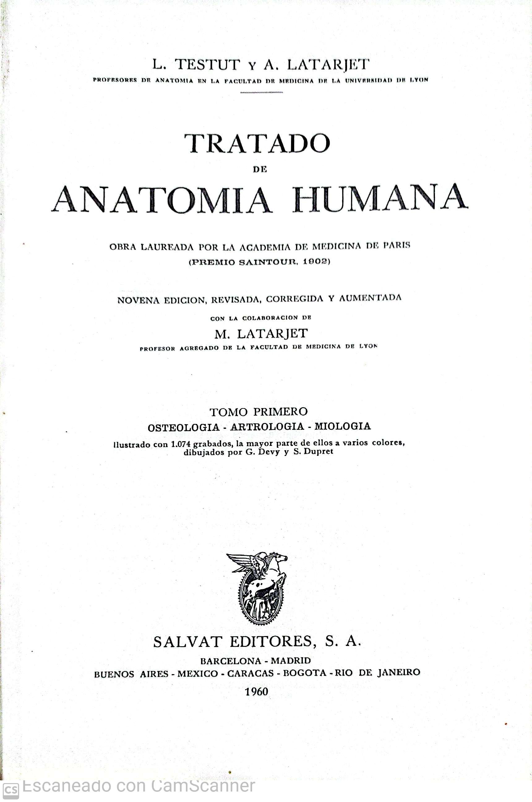 Tratado de Anatomía Humana, 4 vtomos by L. Testut y A. Latarjet: Bien ...