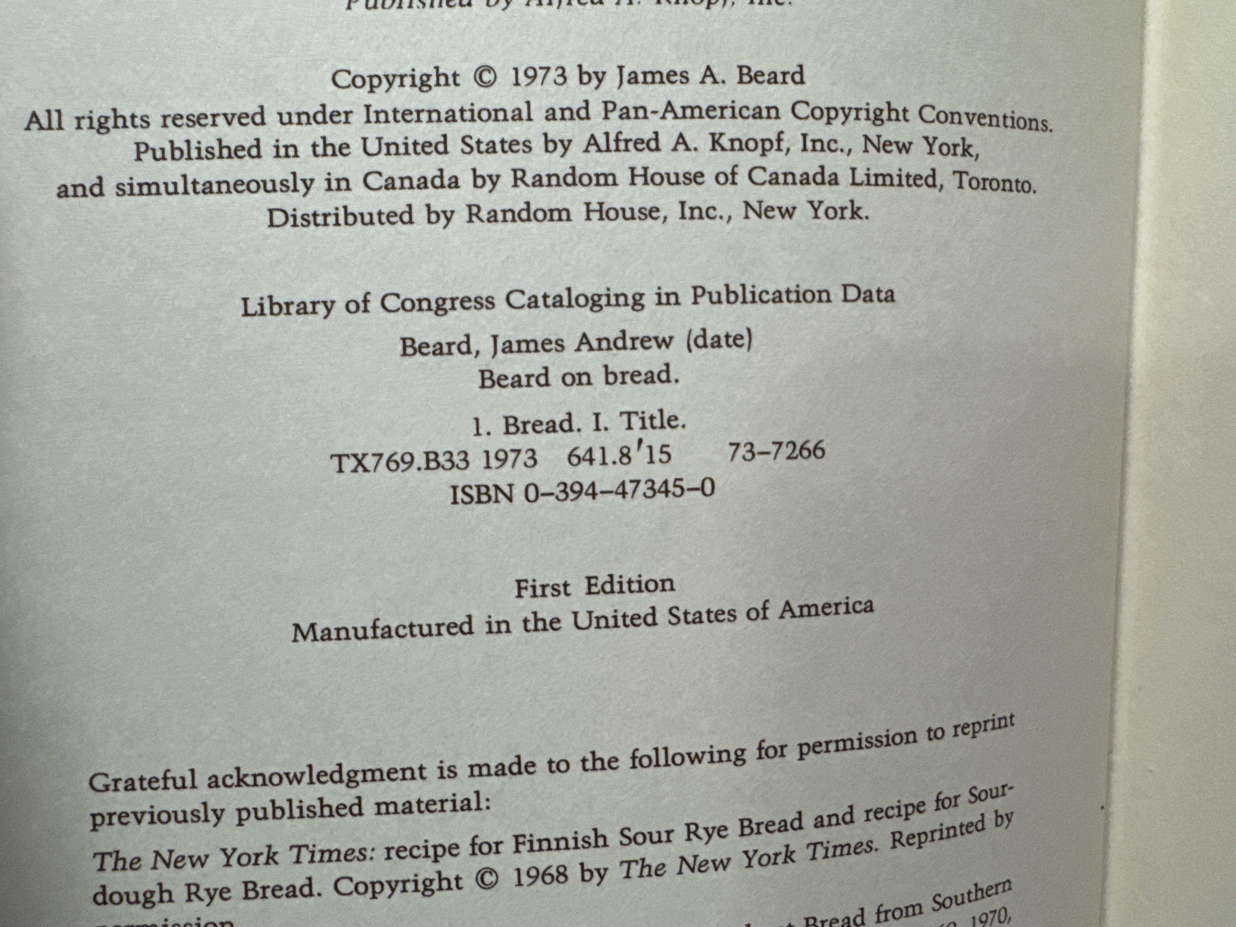 Beard on Bread *** SIGNED 1st/1st *** by James Beard: Very Good ...