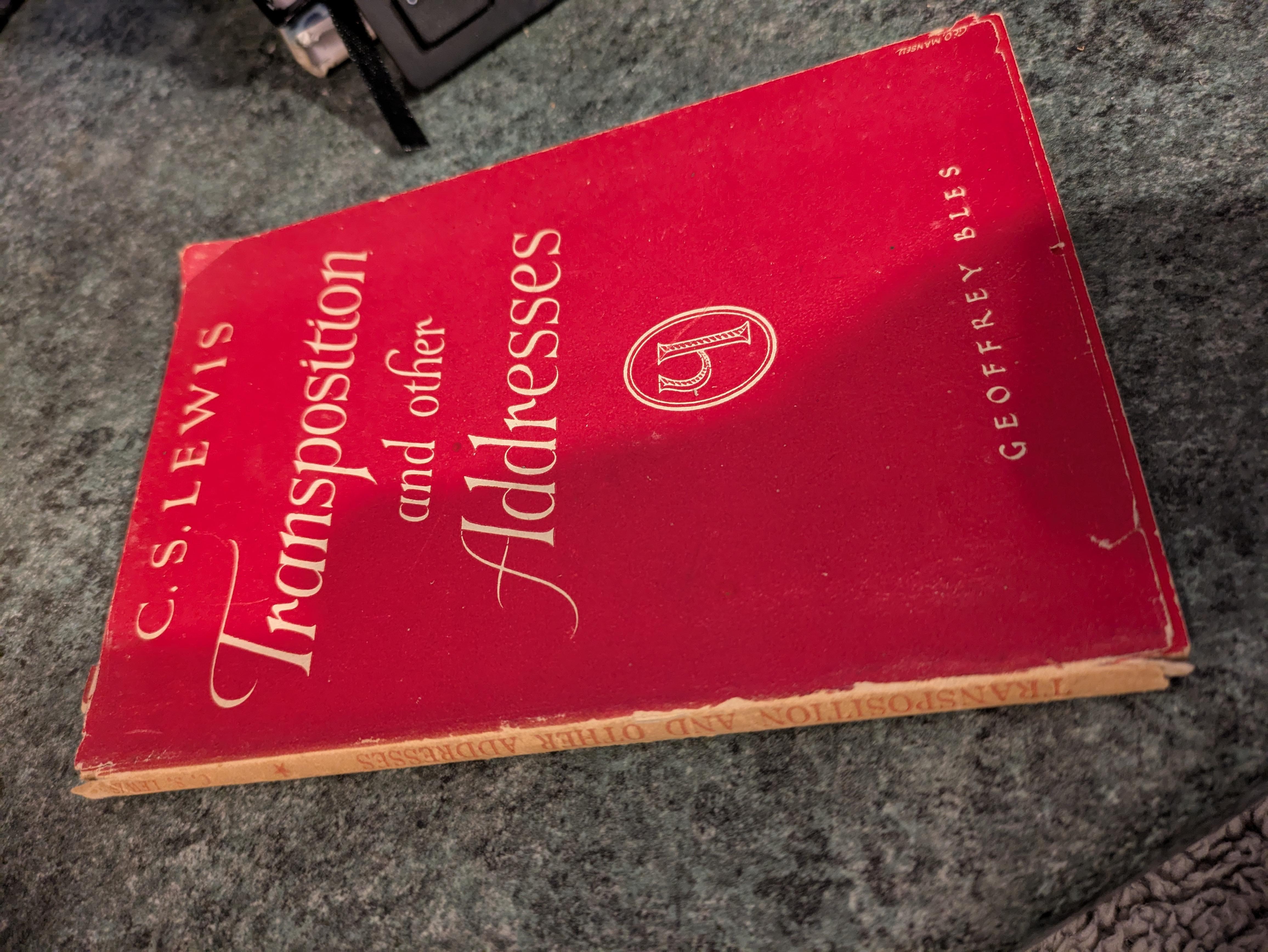 Transpositions and Other Addresses by C. S. Lewis: Very Good Hardcover (1949) | SGOIS