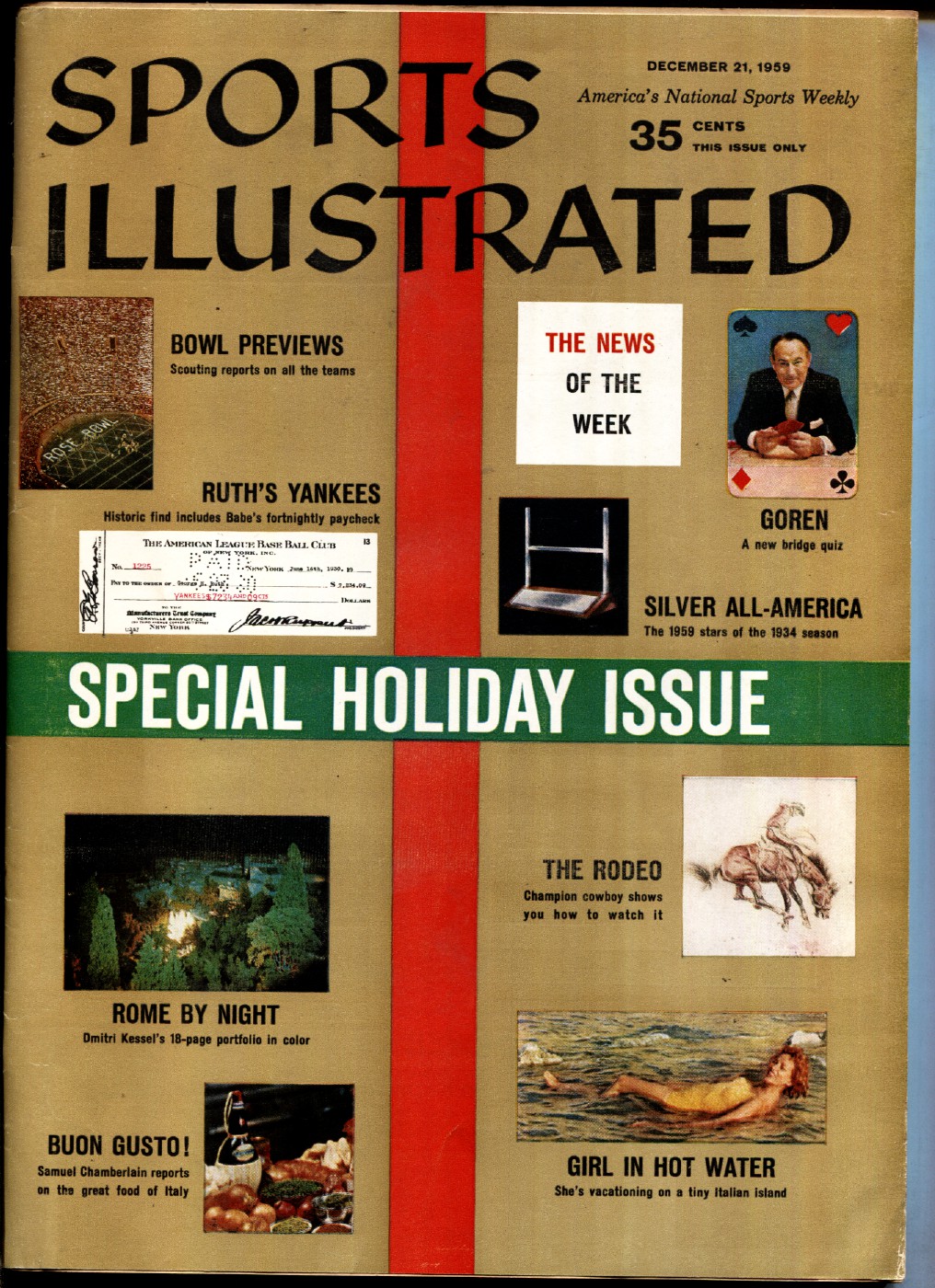 Sports Illustrated Dec 21 1959-COCA COLA AD back cover-Babe Ruth ...