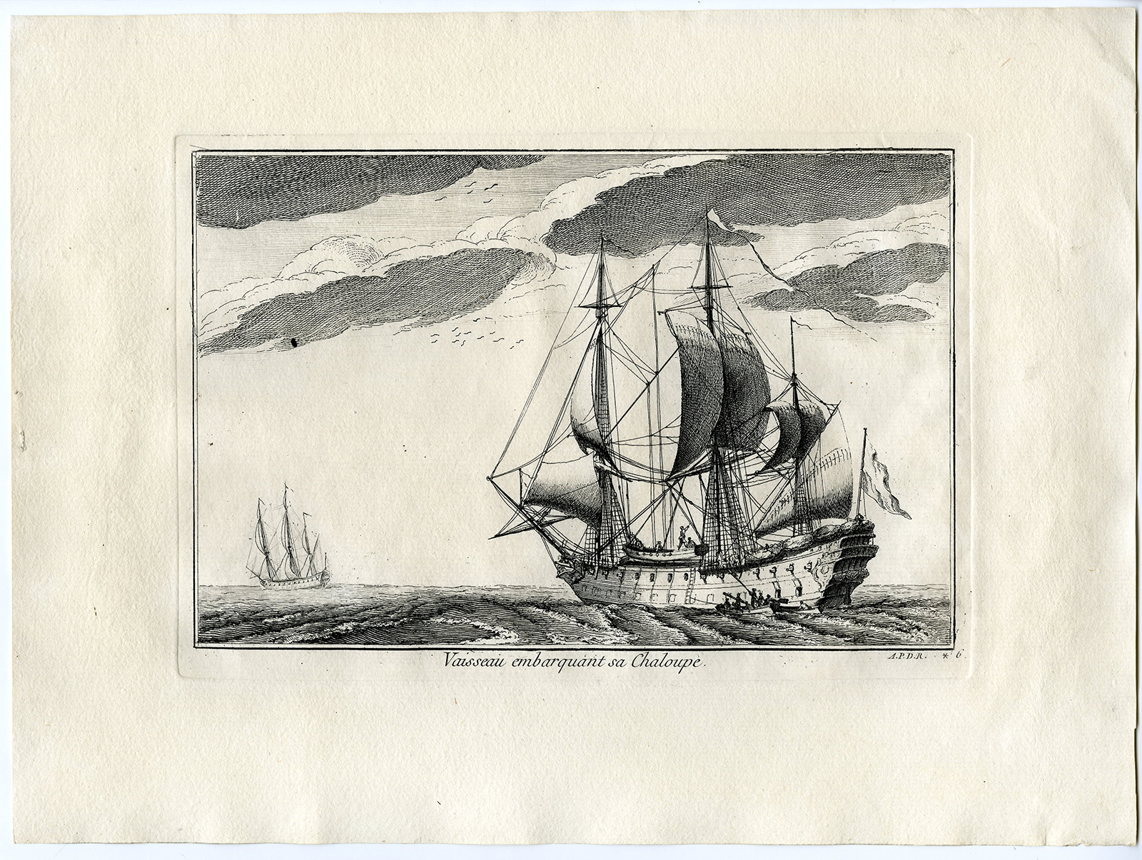 Antique Print-VESSEL-SEA-SAILING SHIP-ROWING BOAT-EMBARKING-Ozanne ...
