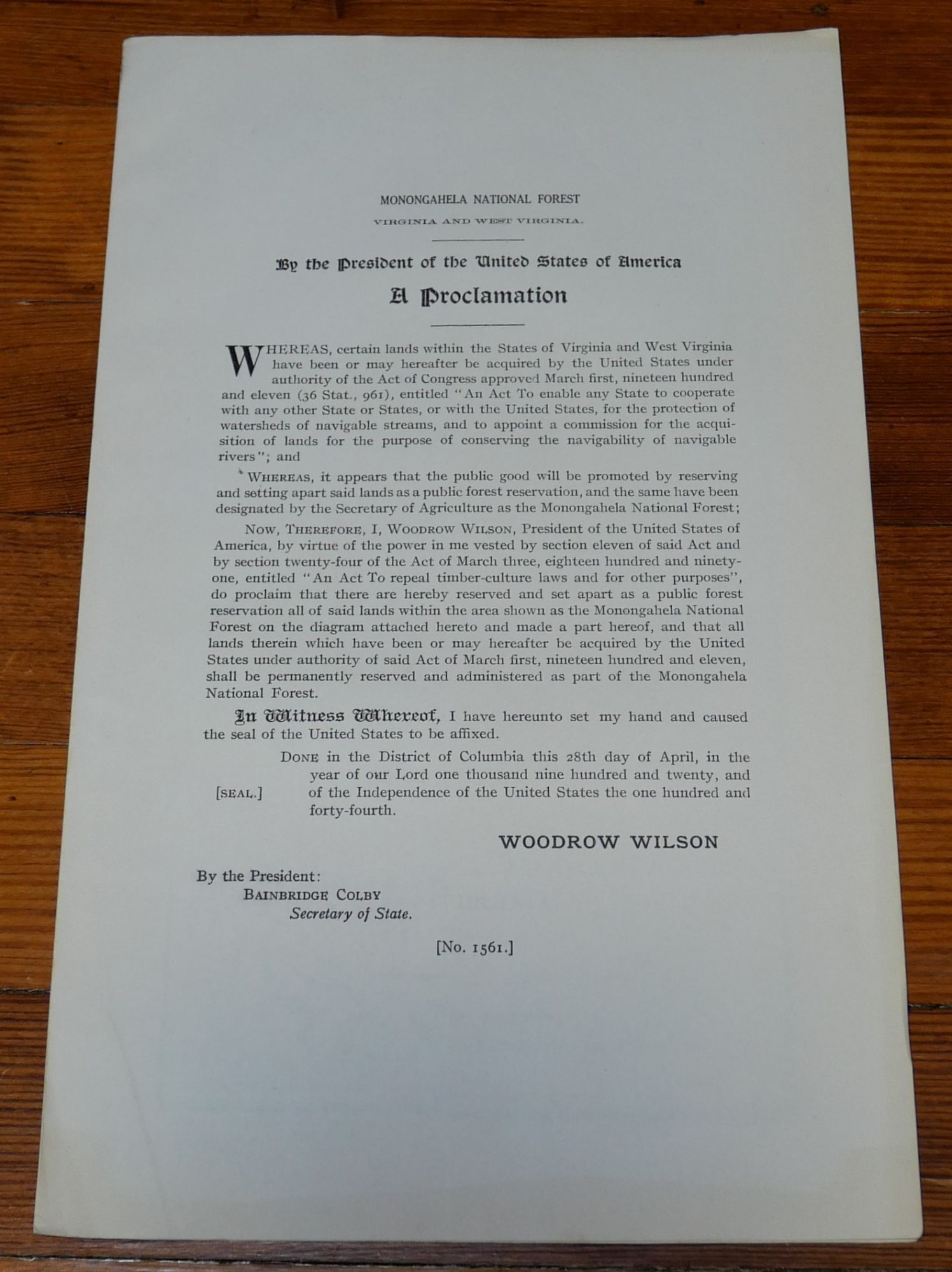 Monongahela National Forest Map Proclamation Virginia and West Virginia ...