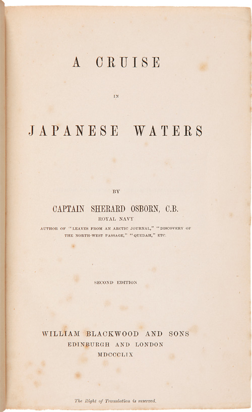 A CRUISE IN JAPANESE WATERS. by Osborn, Sherard, Capt.: | William Reese ...