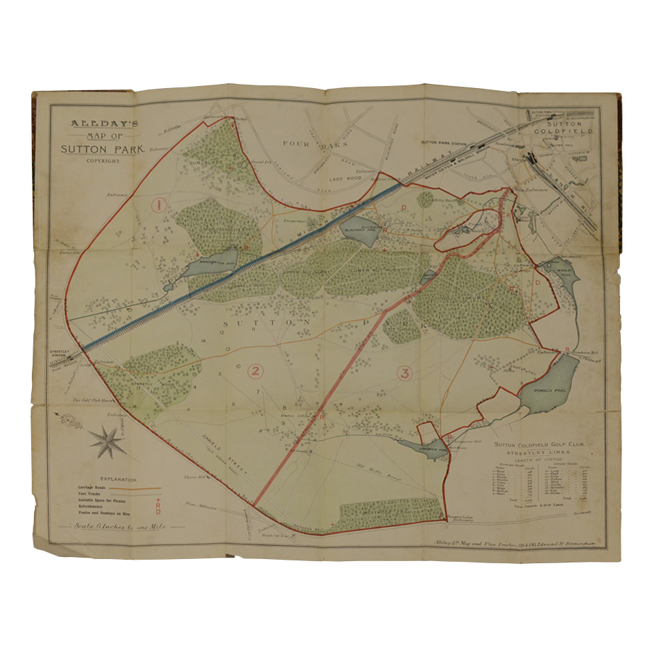Allday's Map Of Sutton Park - Sutton Coldfield Golf Club Streetley ...