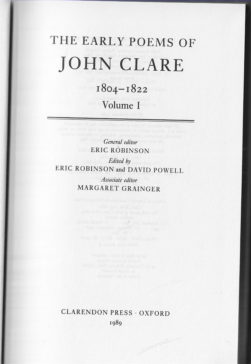 The Early Poems of John Clare 1804-1822 [Complete in 2 Volumes] by ...