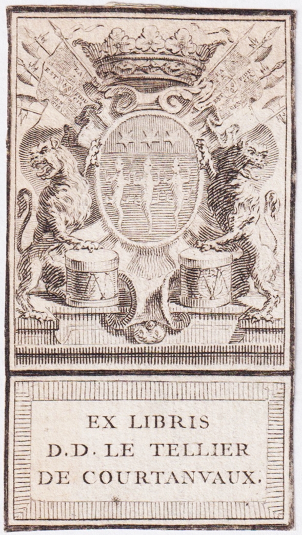 "Ex Libris D. D. Le Tellier de Courtanvaux" - Francois-Michel-Cesar Le ...