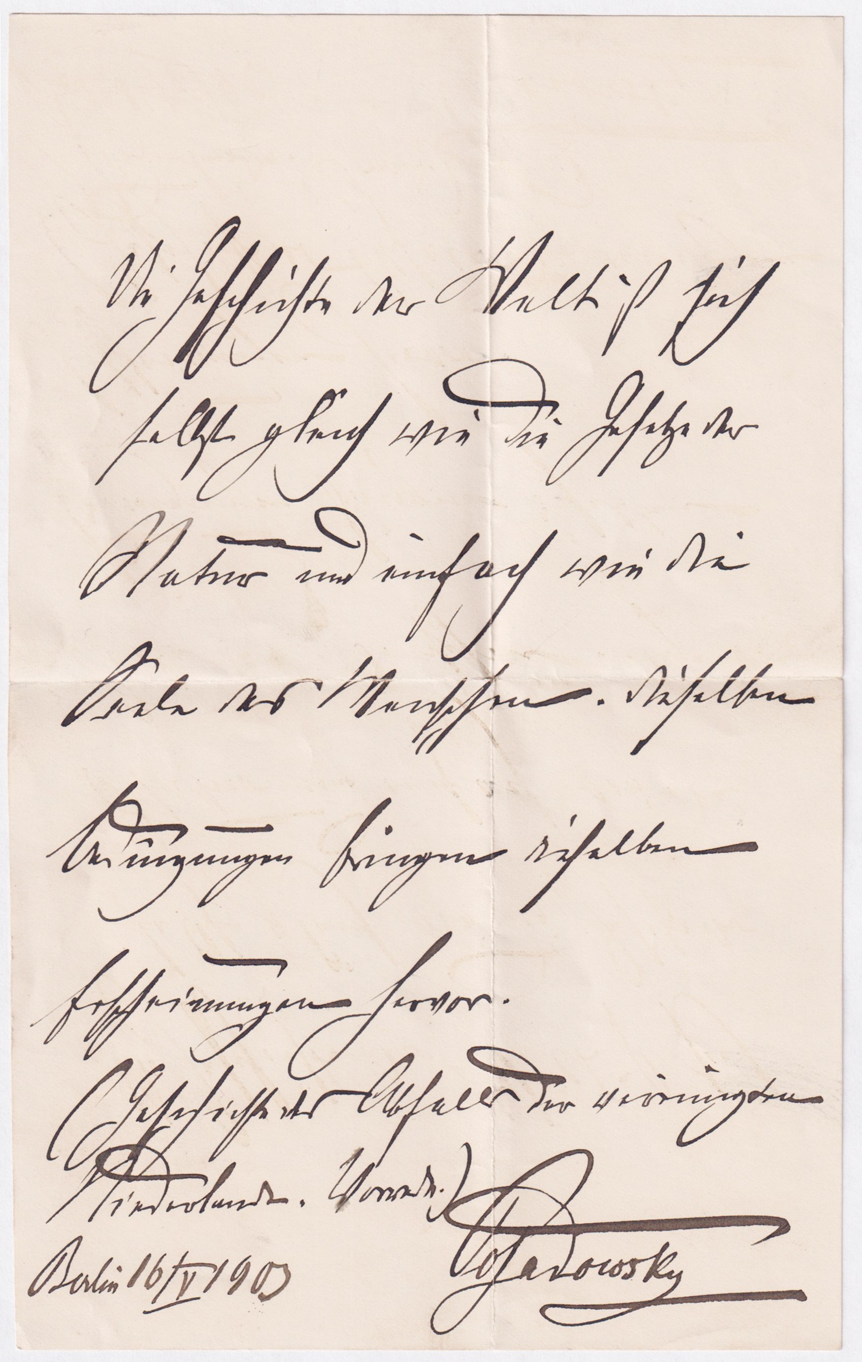 Eigenh. Albumblatt mit Unterschrift von 16. Mai 1903 von Posadowsky ...