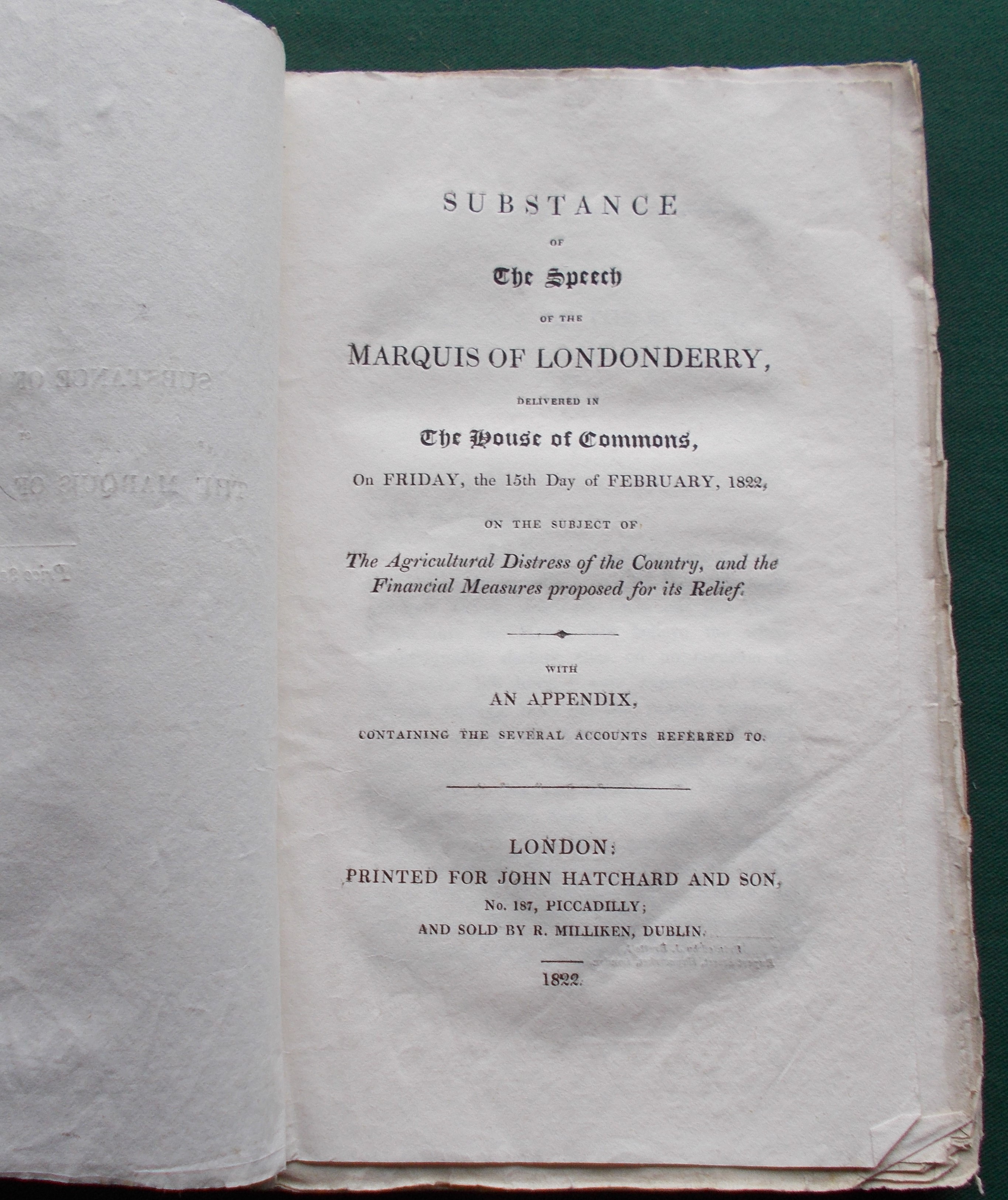 Substance of the speech of the Marquis of Londonderry delivered in the ...