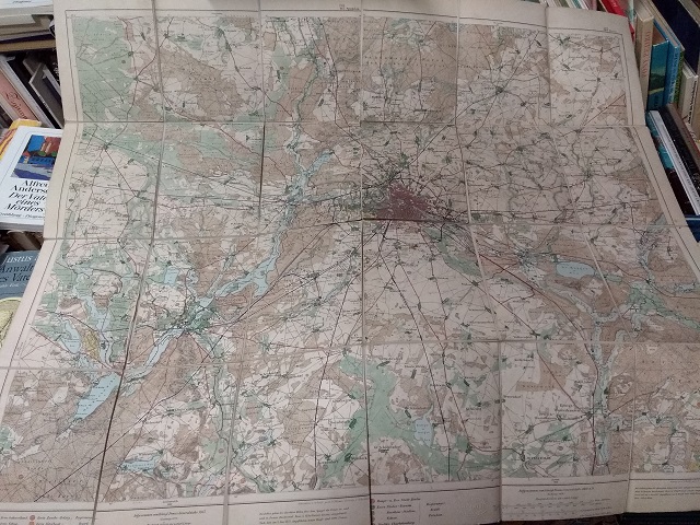 Umgegend von Berlin. Landkarte, mit Umgebung. Farbig, Maßstab 1: 100 ...