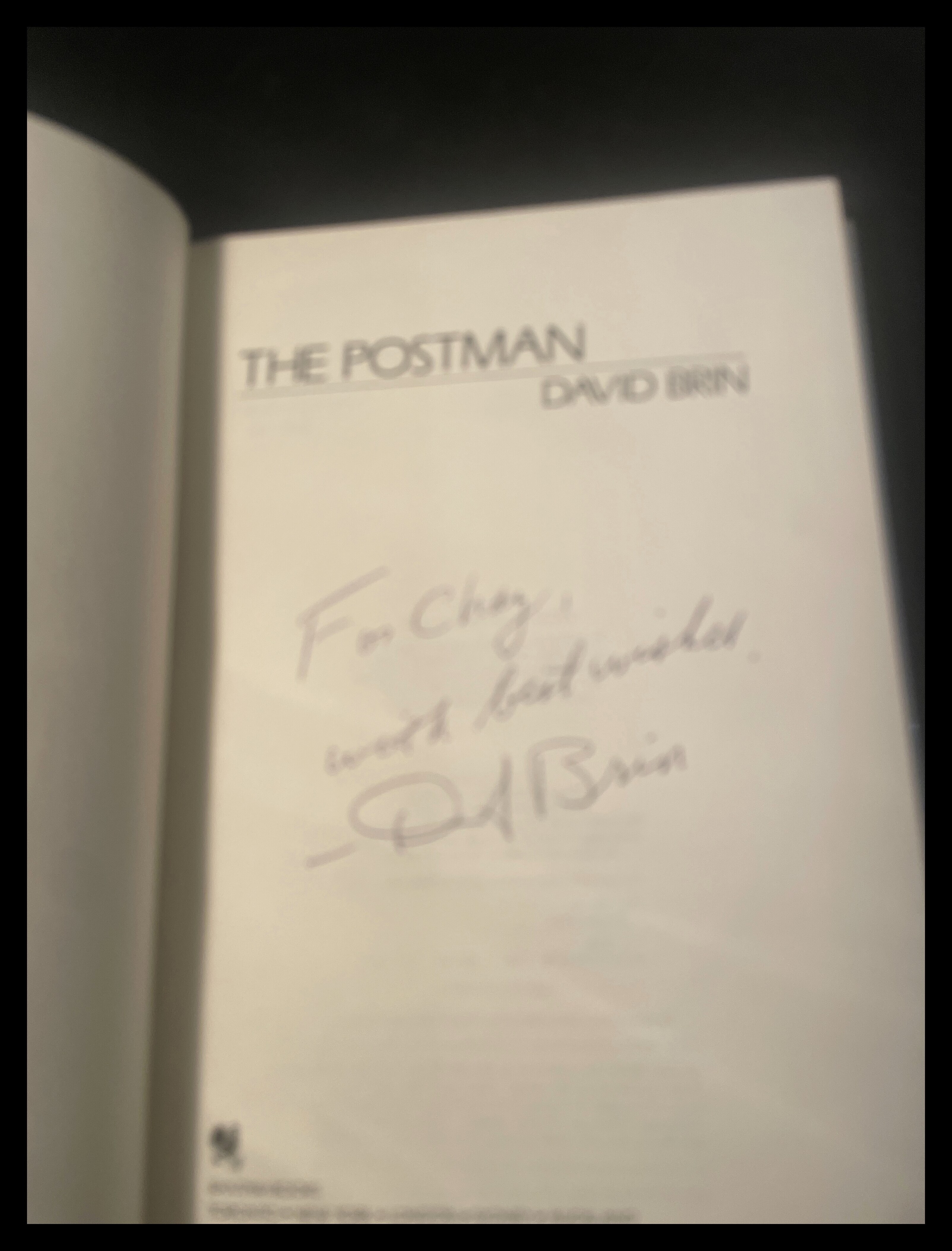The Postman - Signed by Brin, David: Near Fine Hardcover (1985) A First Edition, First Printing ...