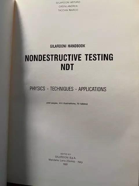 Gilardoni Handbook Nondestructive Testing NDT by Gilardoni Arturo ...