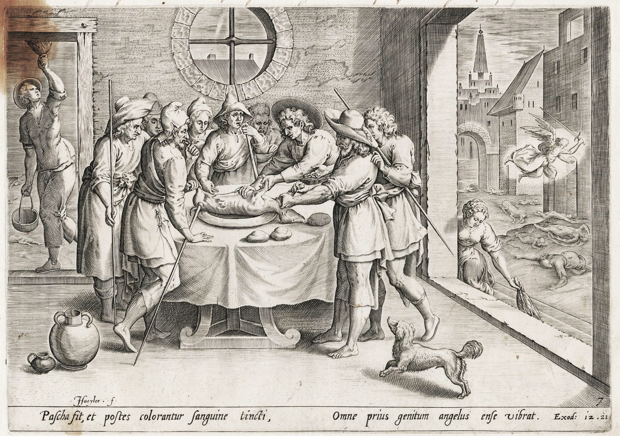 "Pascha fit, et postes, colorantur sanguine, tecti, Omne prius genitum ...