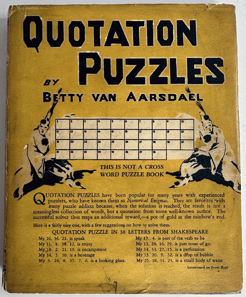 Quotation Puzzles, A Book of Numerical Enigmas Based on Quotations from ...