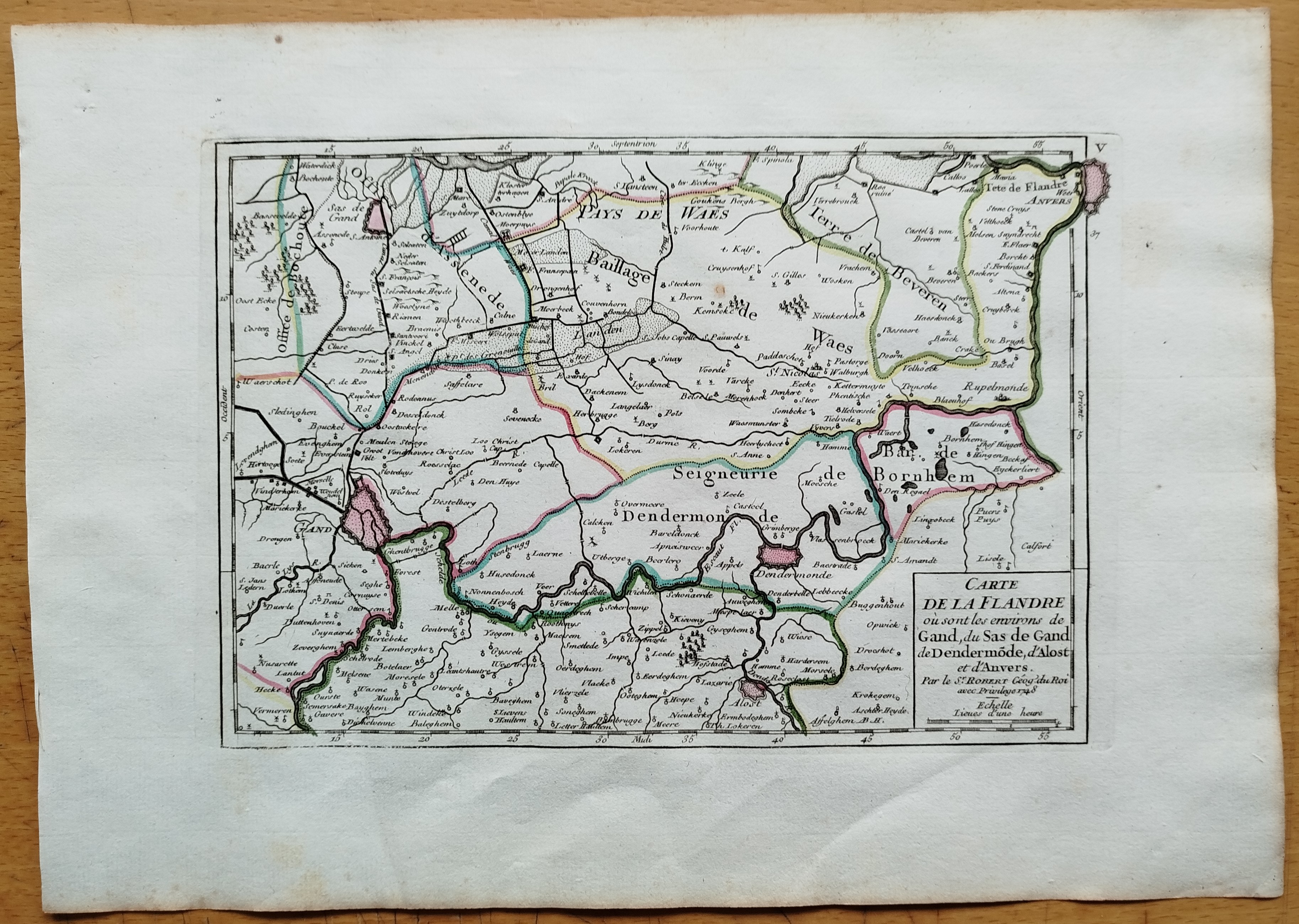 Belgium Gand Dendermonde Alost Anvers - Original Map Vaugondy - 1748 ...
