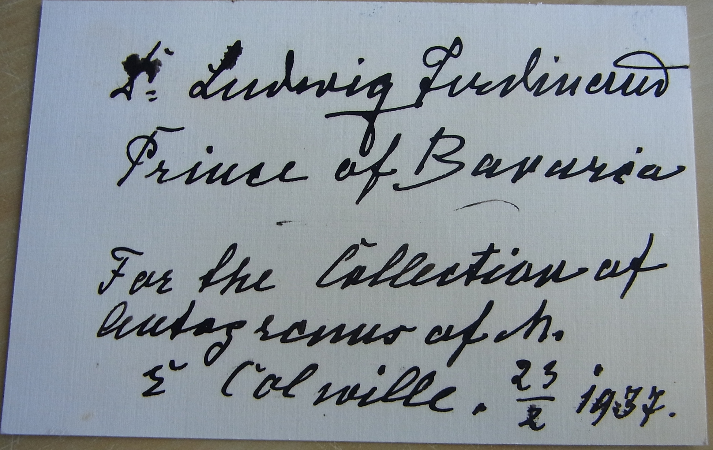 ADEL: Ludwig Ferdinand von BAYERN (1859-1949): signierte Karte 1937 ...