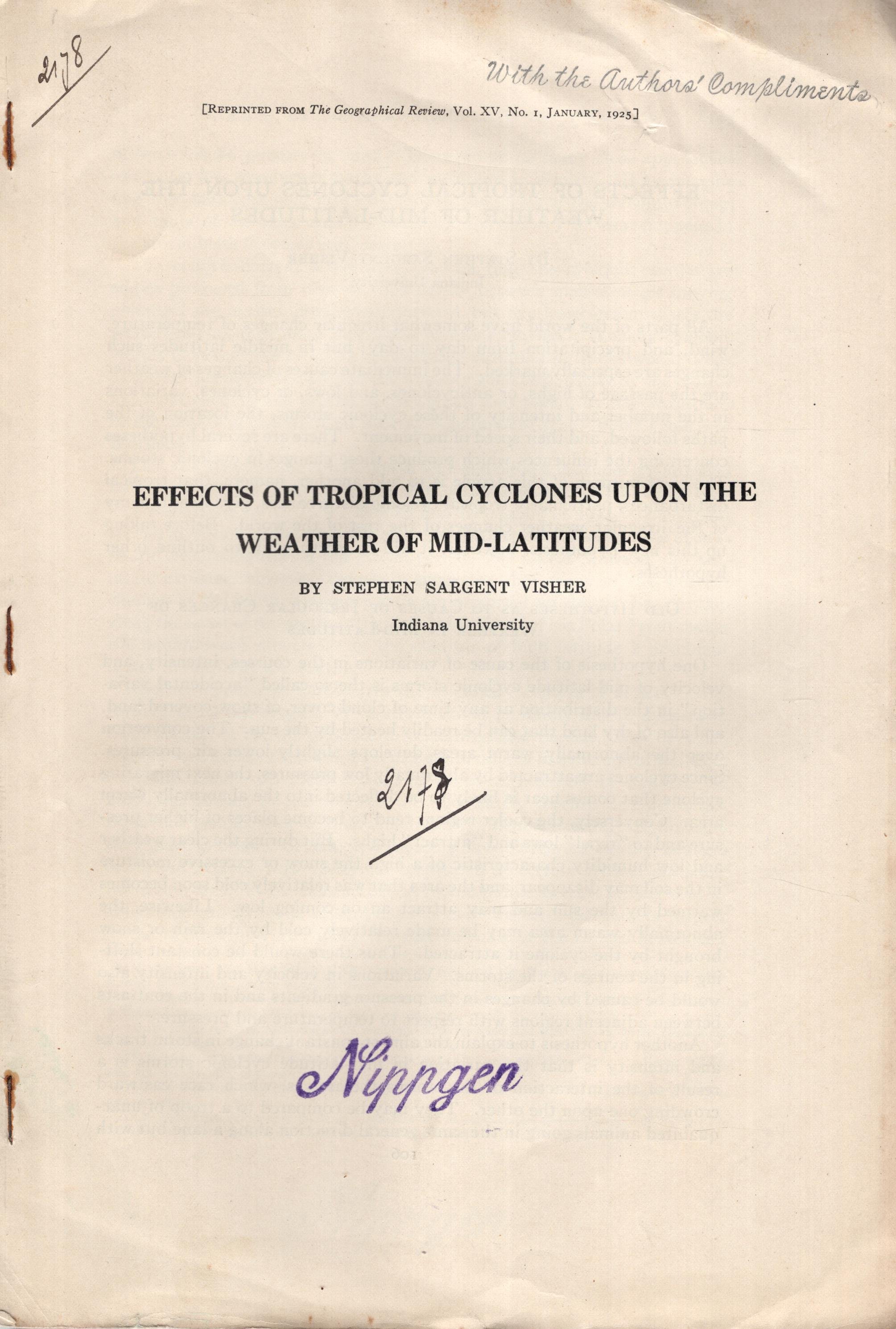 Effects of Tropical Cyclones upon the Weather of Mid-Latitudes ...