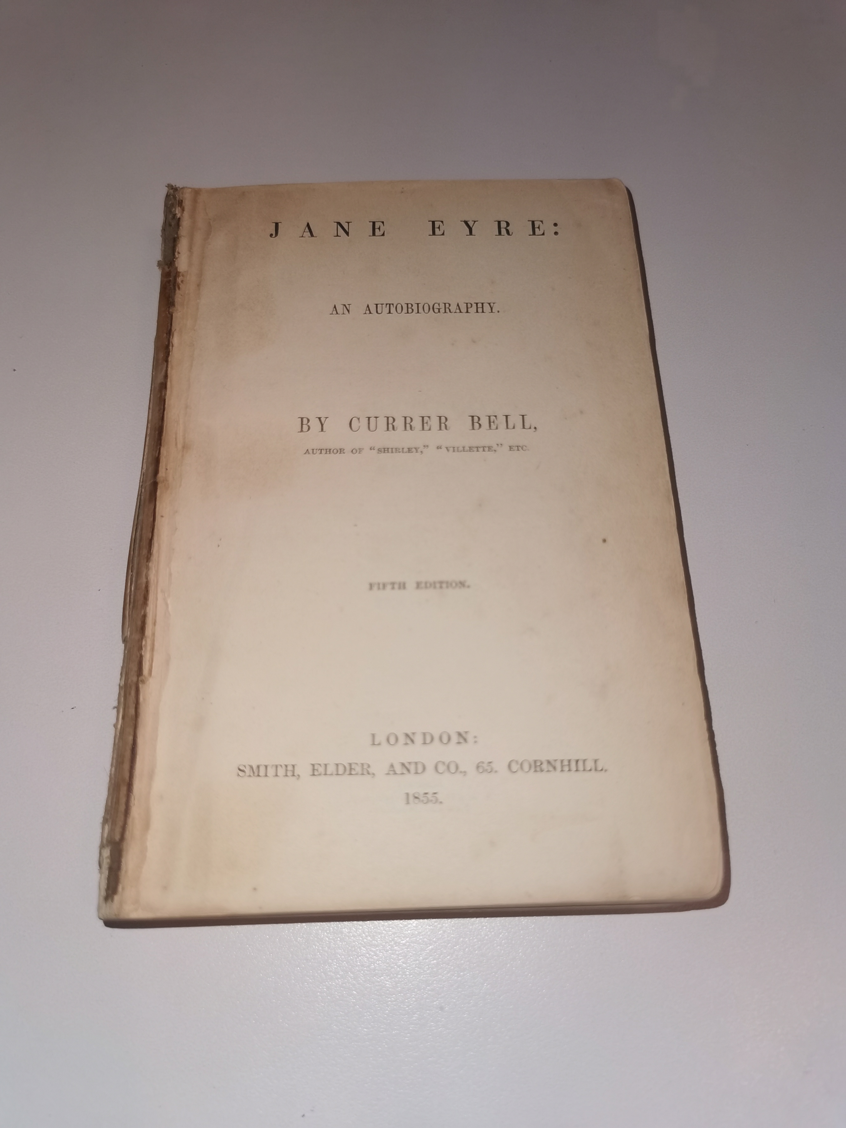 Jane Eyre 1855 Currer Bell (Charlotte Bronte), 5th Edition, 1855, Smith ...