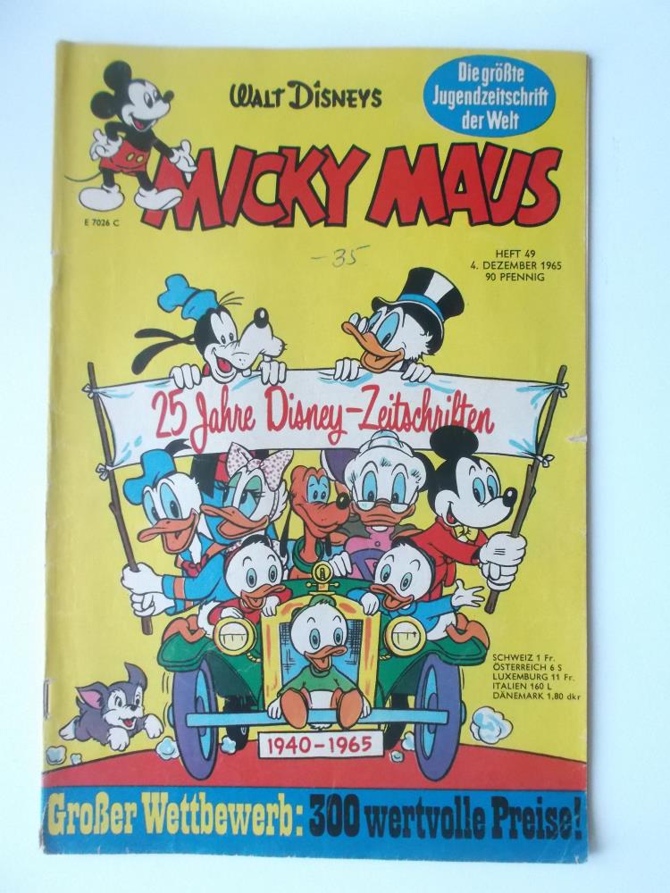 Micky Maus Comic 1965 Heft 49 Ehapa mit Gutschein mit Sammelbild von ...