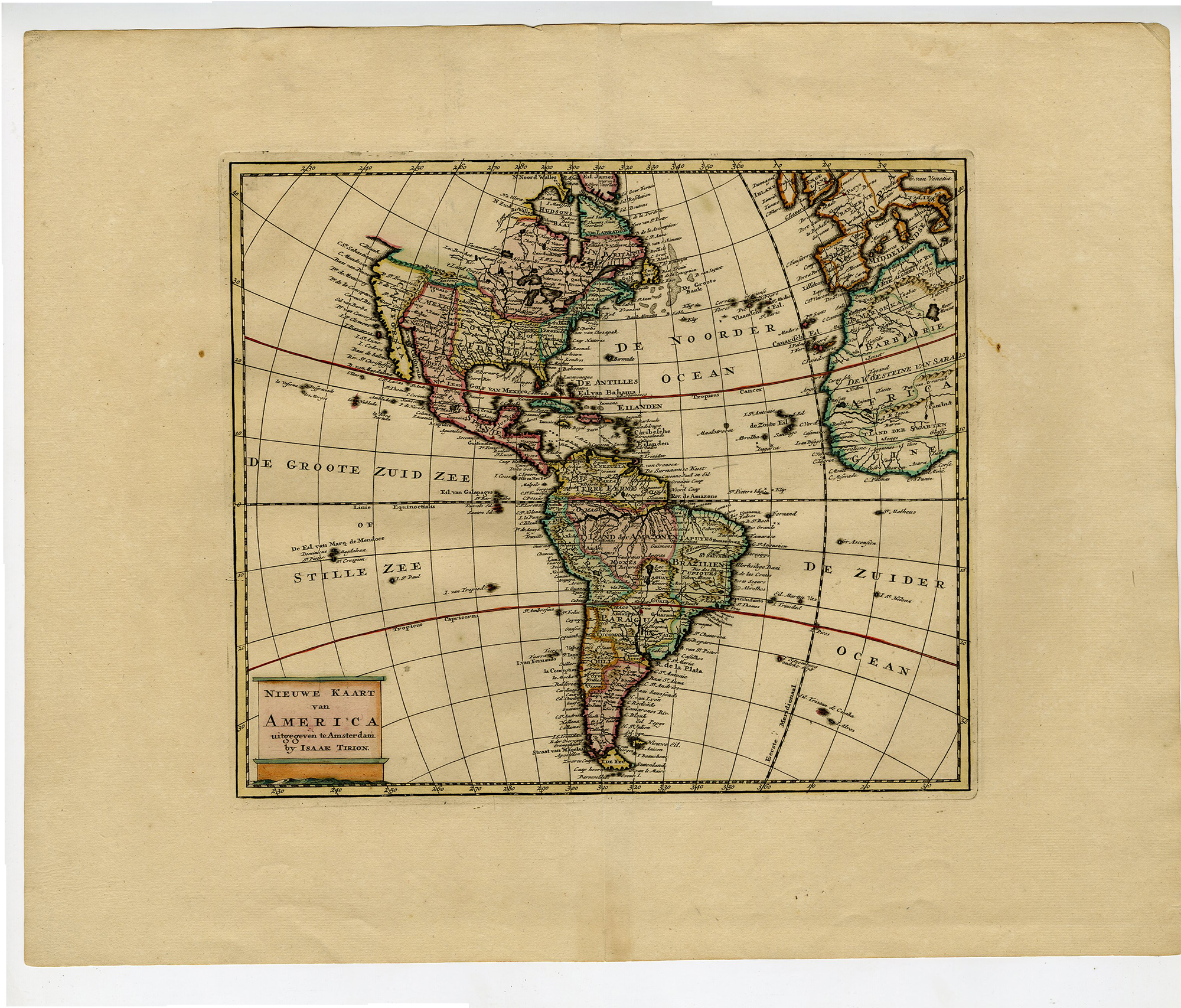 Antique Map-AMERICA-MAP-Tirion-1750 von Isaak Tirion: (1750) | Pictura ...